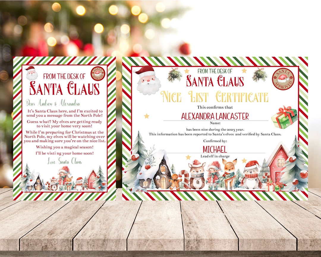 Editable From the Desk of Santa Claus Letter & Nice List Certificate ...