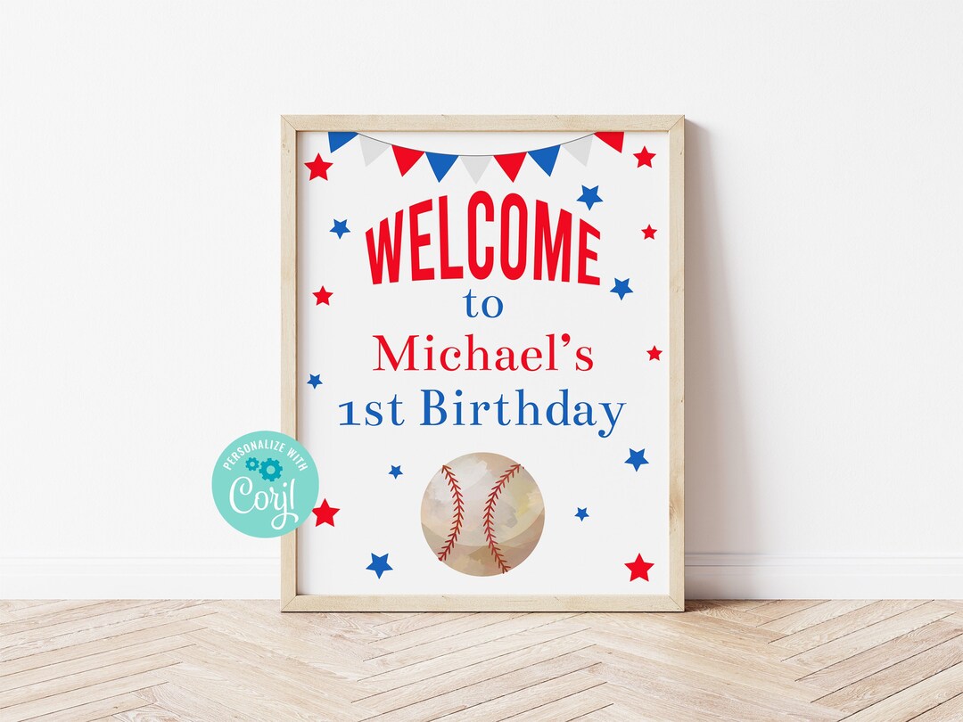 Editable Baseball Welcome Sign Baseball Party Door Sign - Etsy
