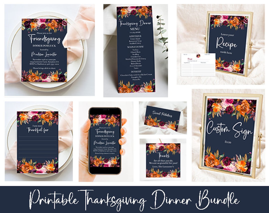 Printable Friendsgiving Dinner Bundle, Thanksgiving Dinner ...