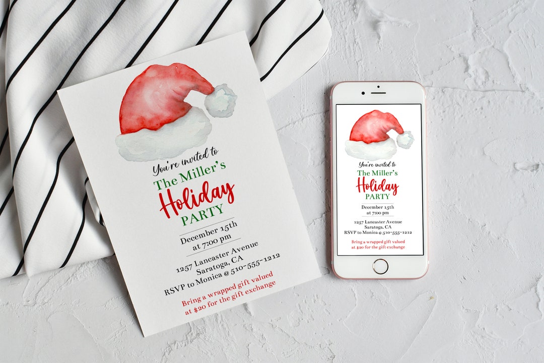 Editable Christmas Party Invitation and Evite, Holiday Party Invitation ...