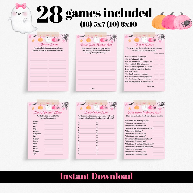 Printable A Little Boo is Almost Due Game Bundle Baby Shower Games Set ...