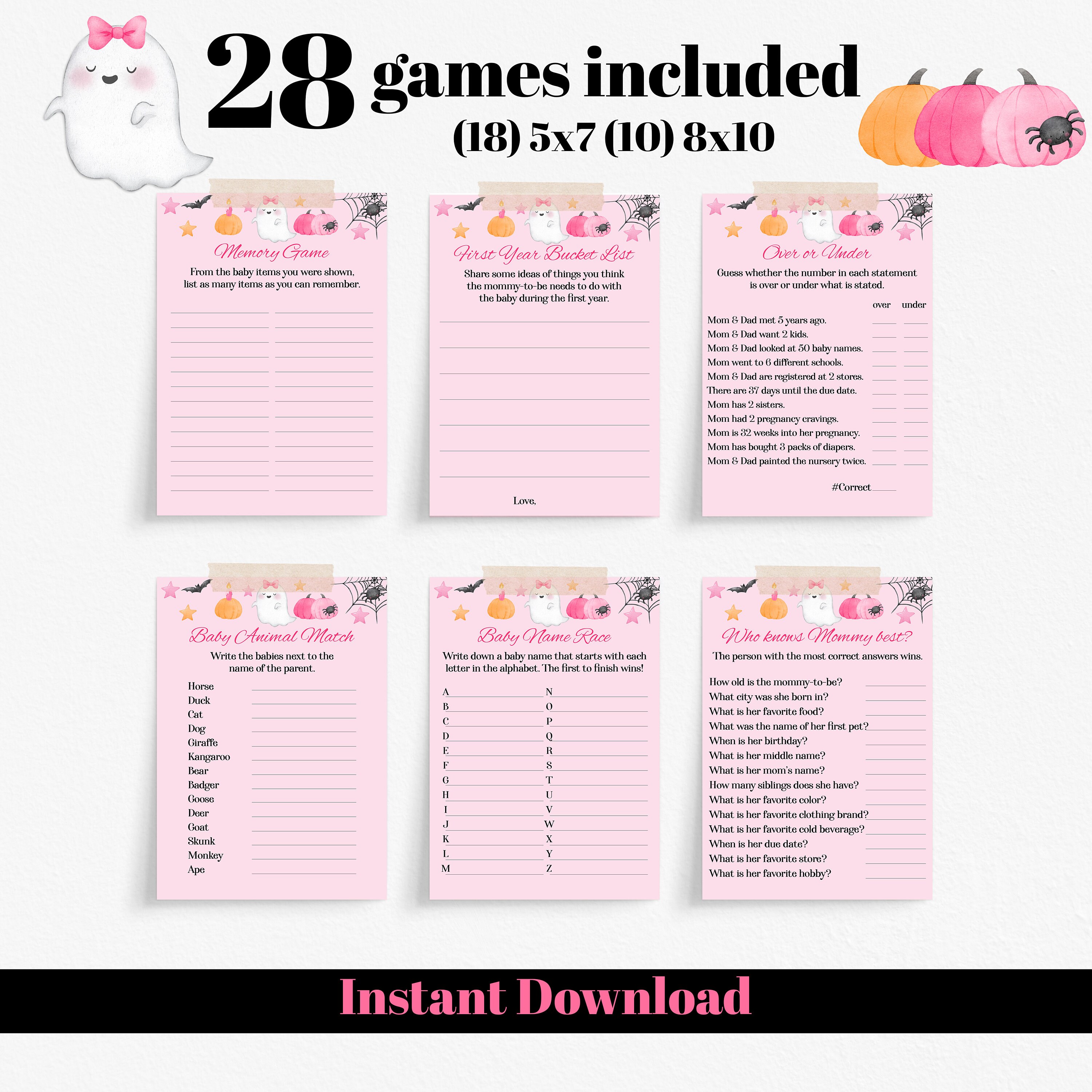 Printable A Little Boo is Almost Due Game Bundle Baby Shower Games Set ...