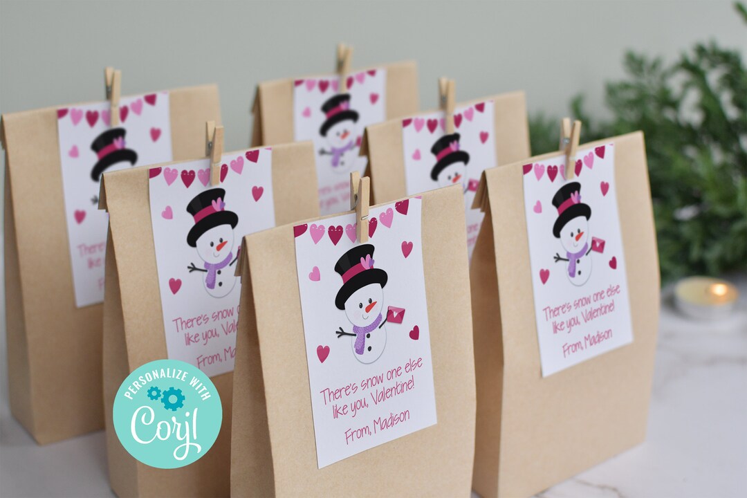 Editable Snowman Valentine, Printable Valentines, Digital Download ...