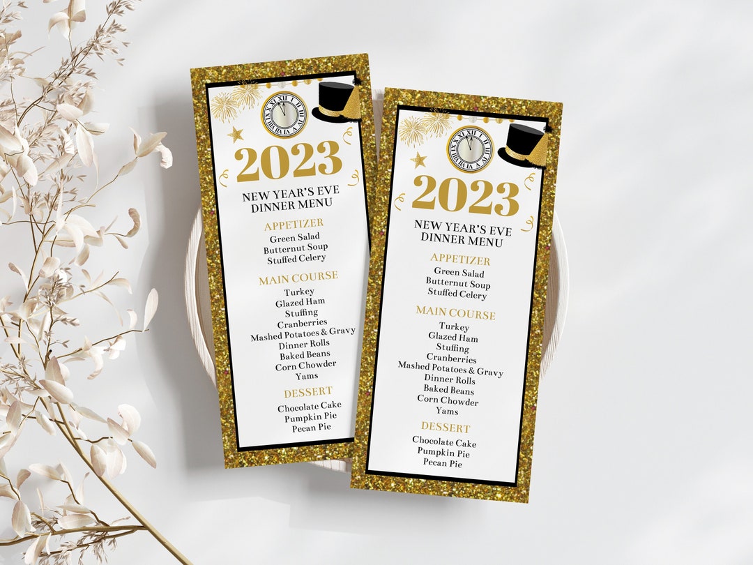 Editable New Years Eve Dinner Menu Template Printable New - Etsy