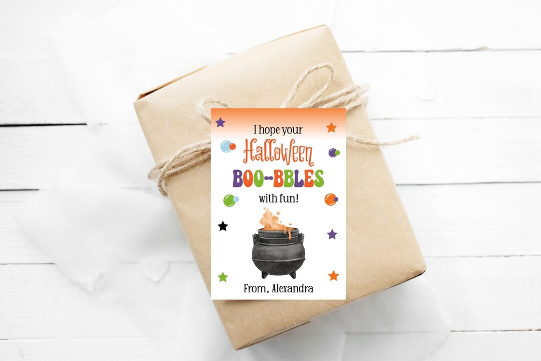 Editable Halloween Cauldron BOO-BBLES Tag Template, Printable Halloween ...