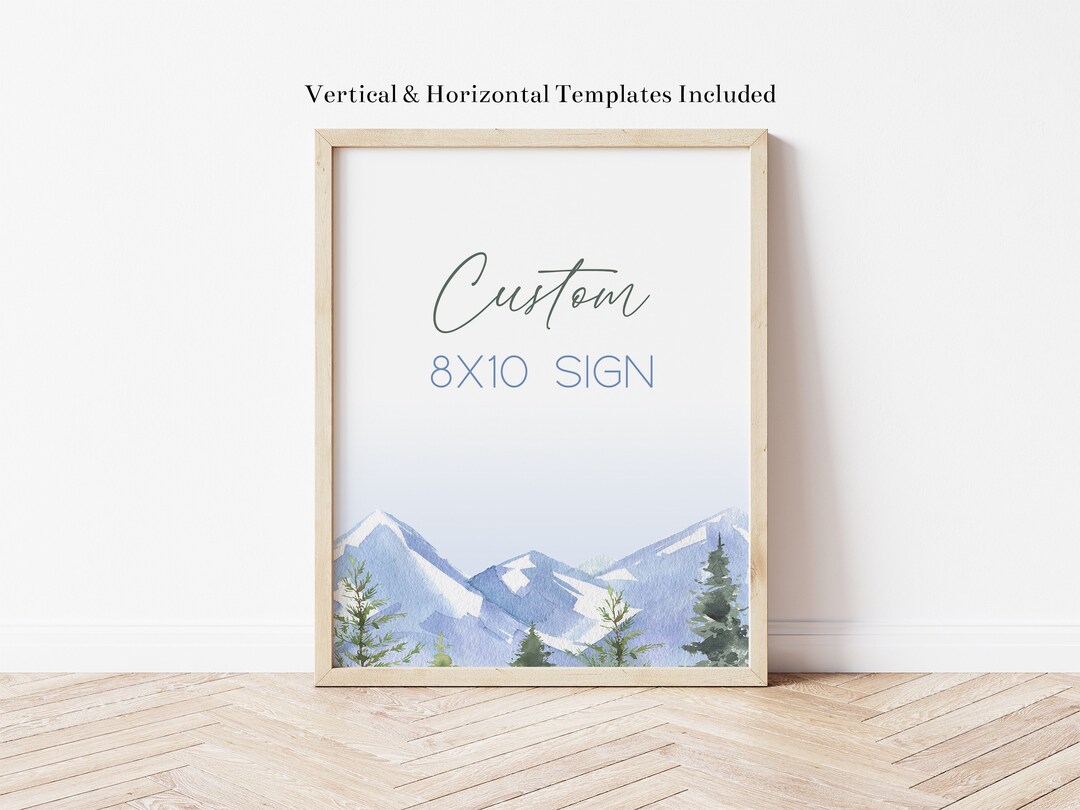 Editable Mountain Adventure Awaits Bridal Shower Custom Sign Templates ...