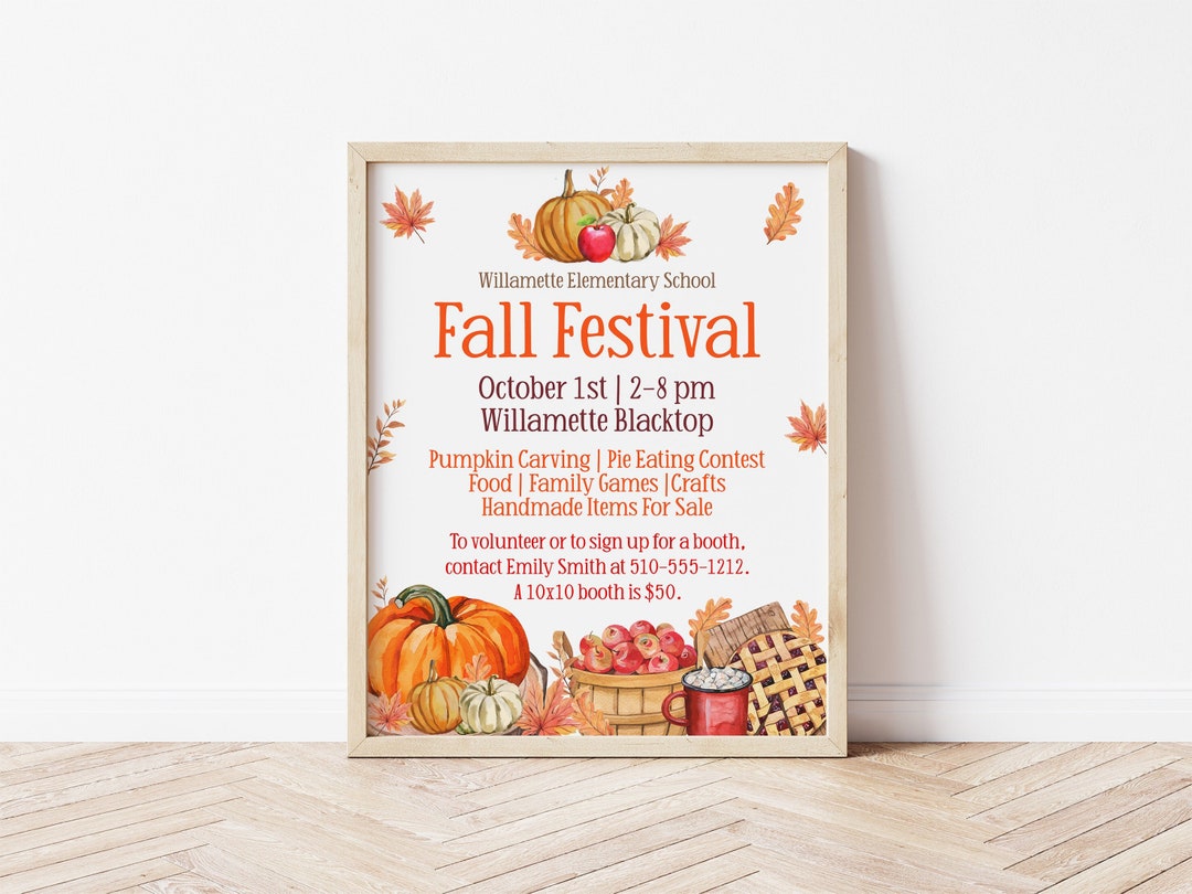 Editable Fall Festival School Fundraiser Flyer Template, Printable Fall ...