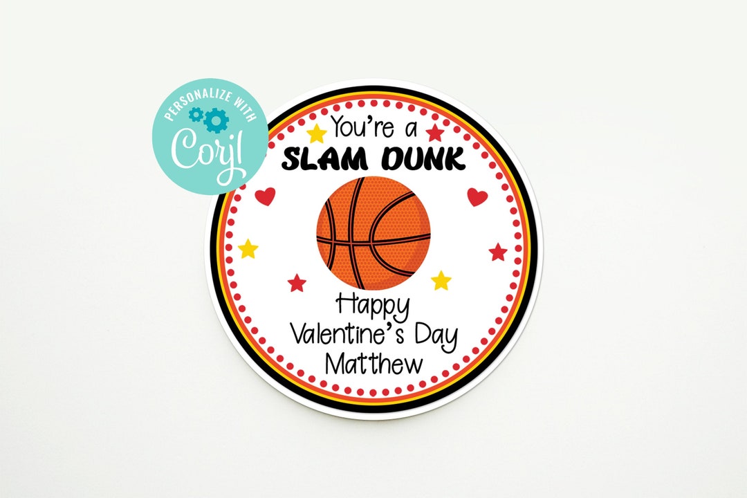 Editable Basketball Valentine Tag, Sports Valentines, Printable ...