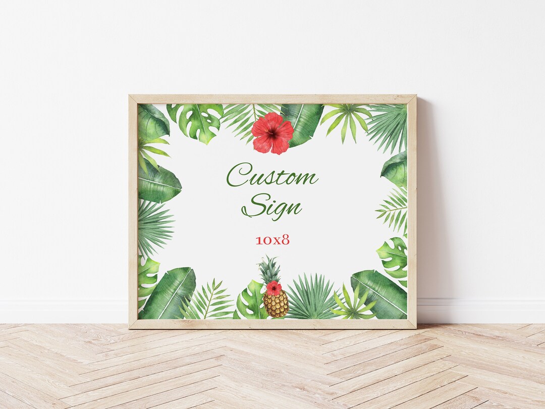 Editable Luau Custom Sign Template 10x8, Printable Luau Hawaiian Party ...
