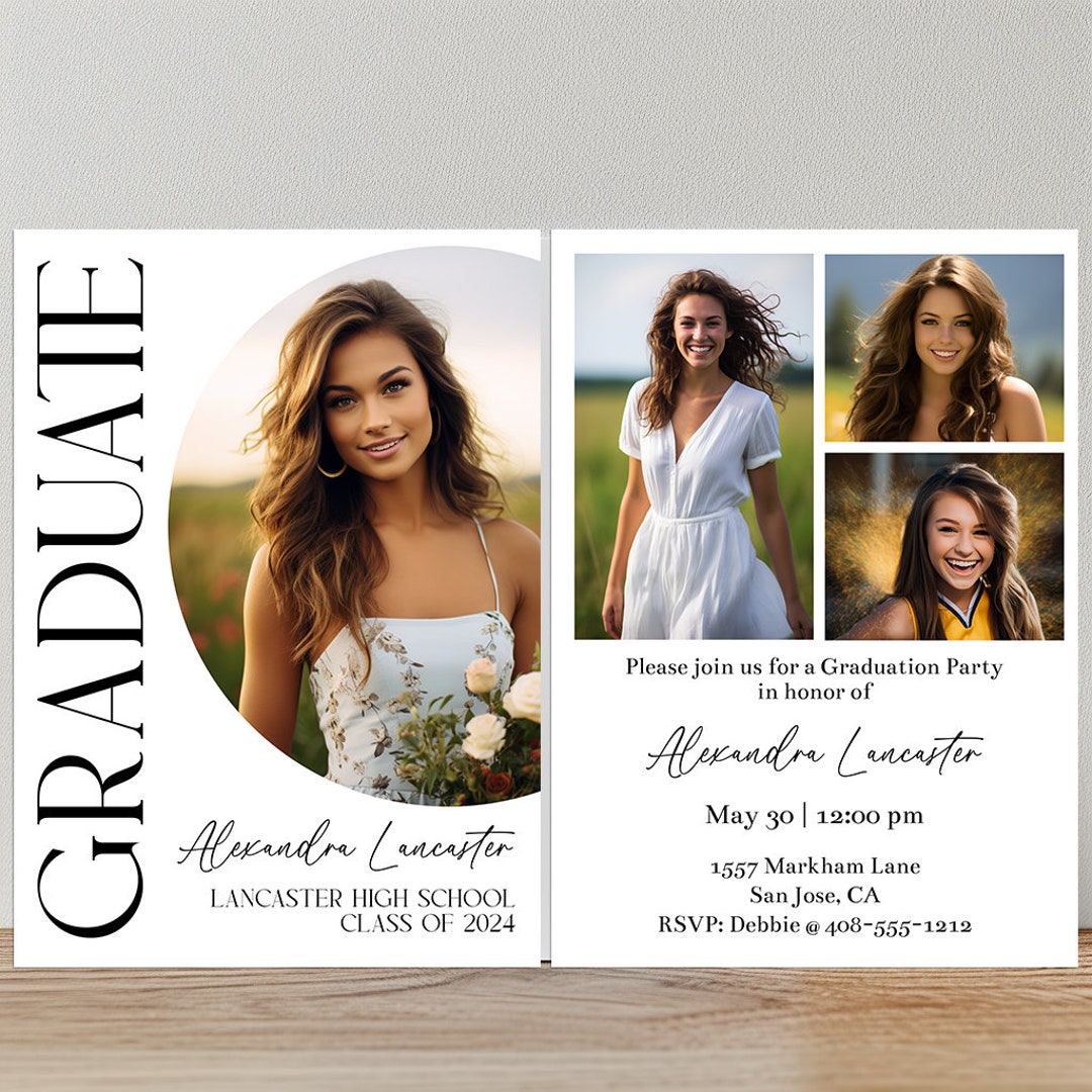 Editable Grad Photo Announcement Template Printable High School ...