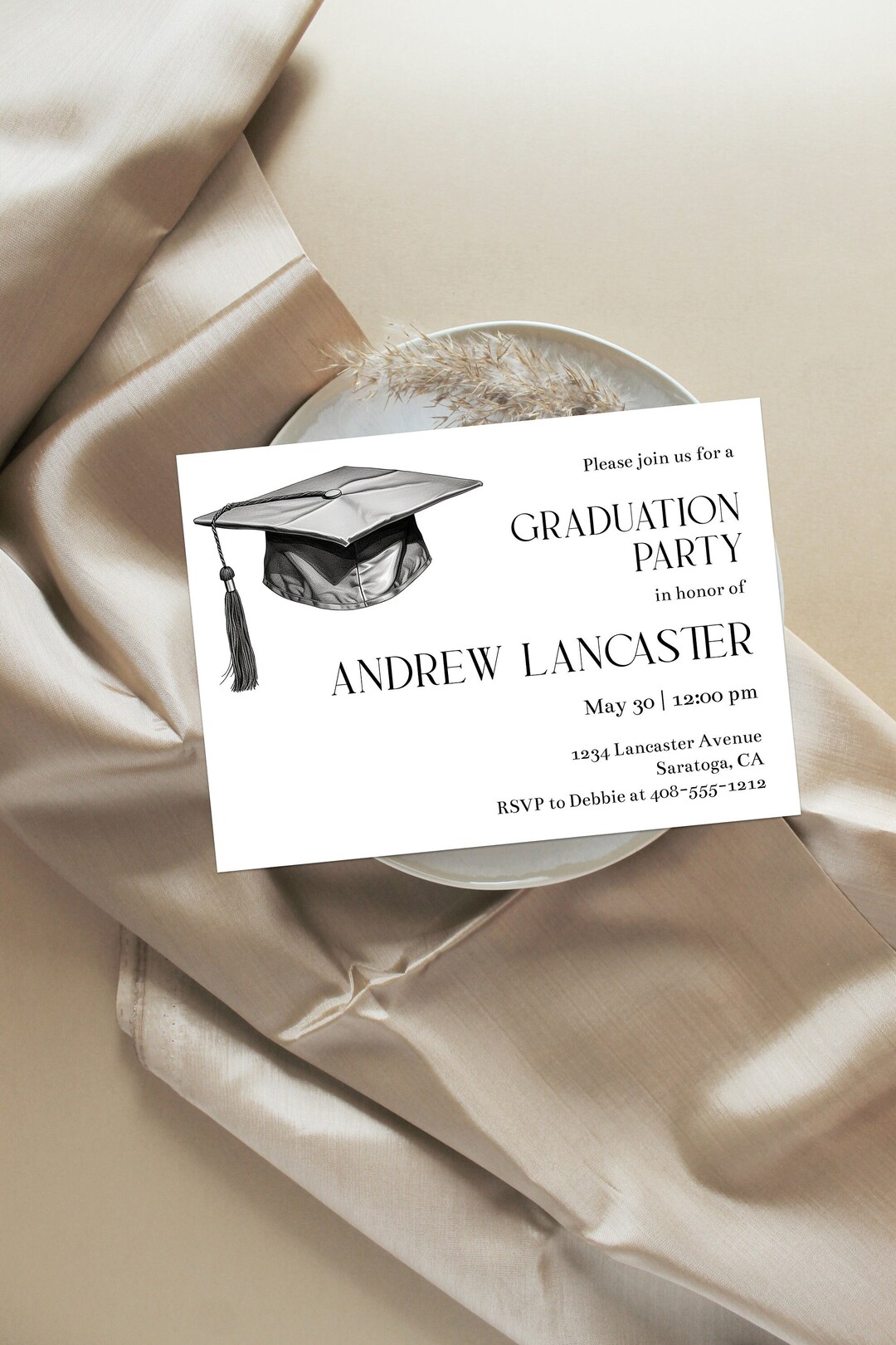 Editable Graduation Invitation Template, Printable Class of 2024 ...