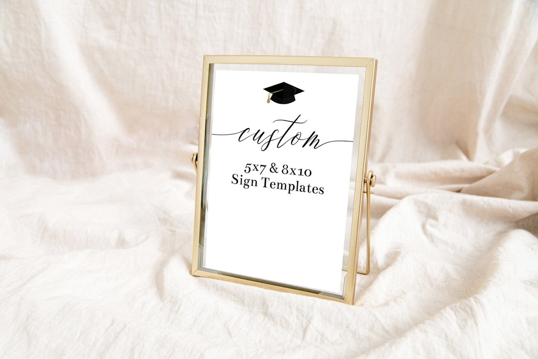 Editable Black and White Graduation Custom Sign 8x10 & 5x7 Templates ...
