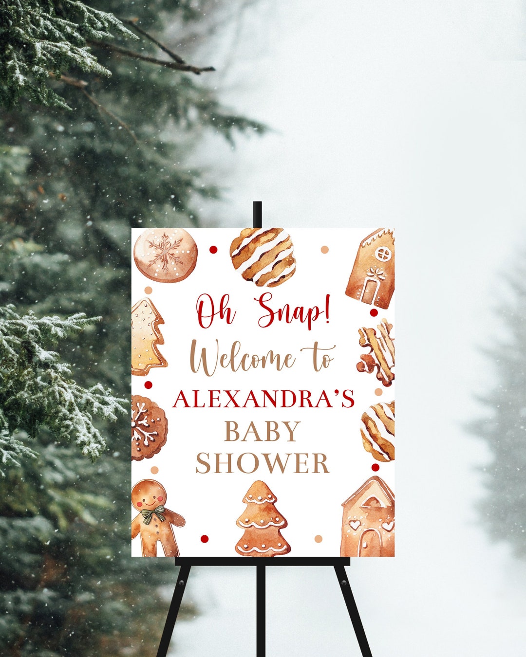 Editable Gingerbread Cookies Baby Shower Welcome Sign Template ...