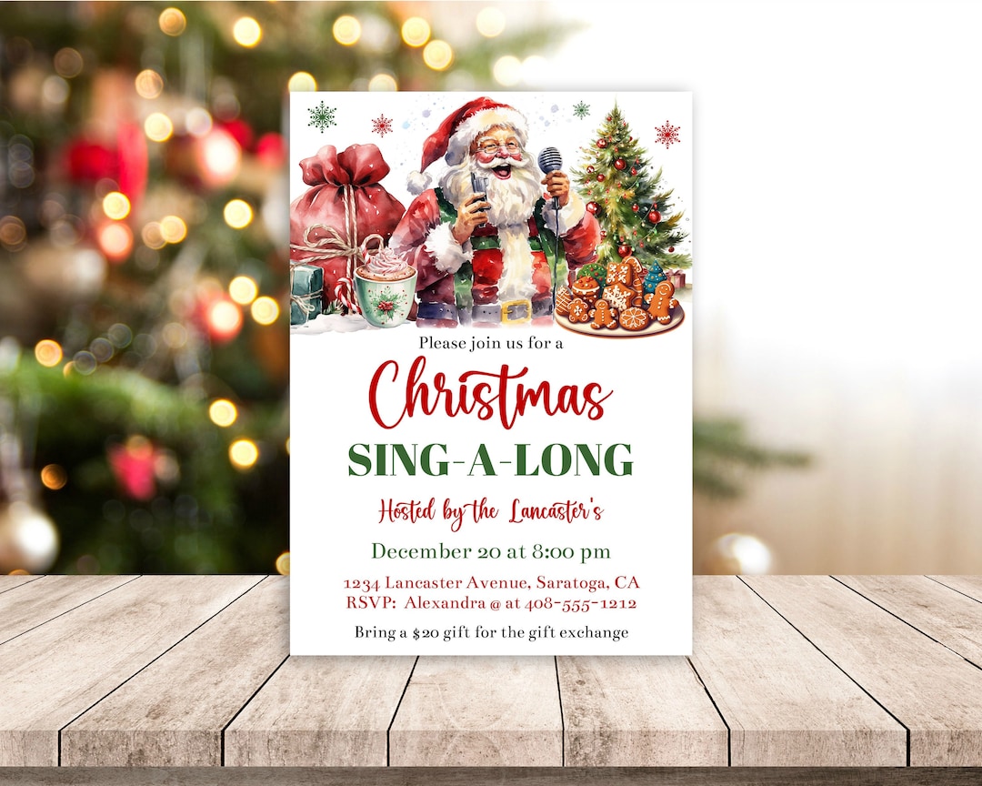 Editable Christmas Sing-a-long Party Invitation Template, Printable ...
