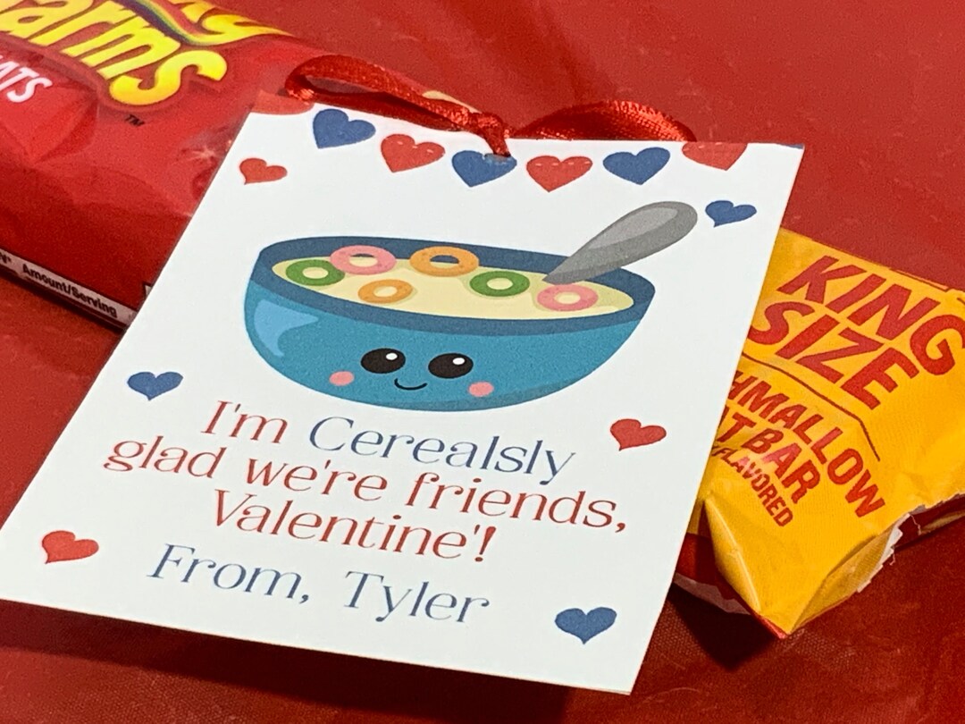 Cereal Valentine, I'm Cerealsly Glad We're Friends, Kids Valentines ...