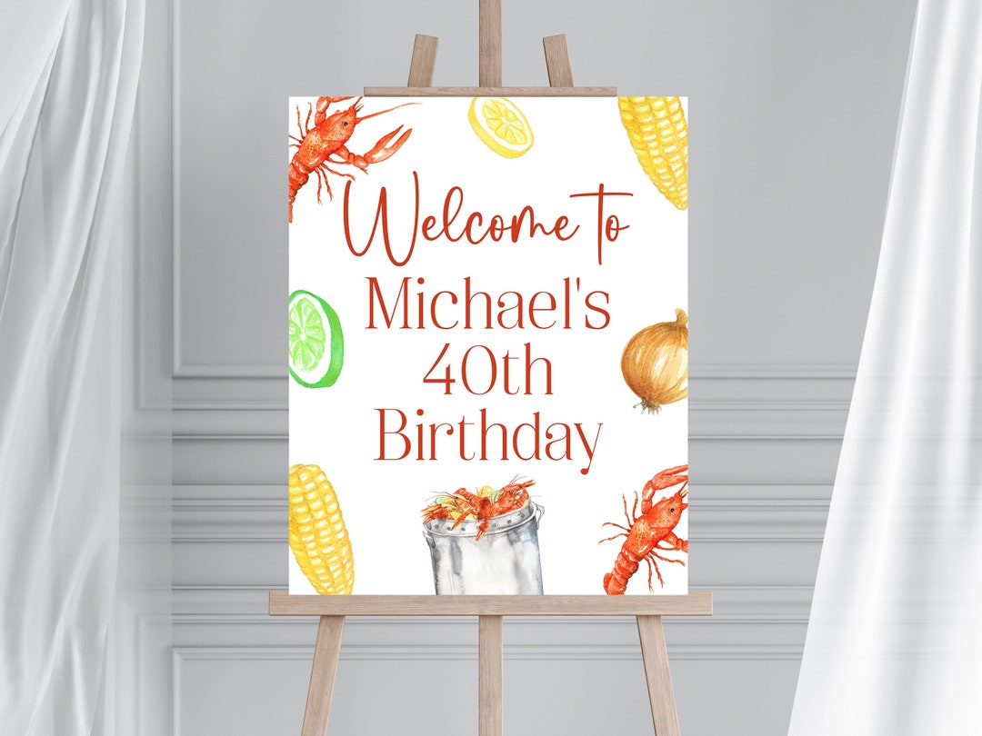 Editable Crawfish Boil Welcome Sign Template, Crawfish Birthday Party ...