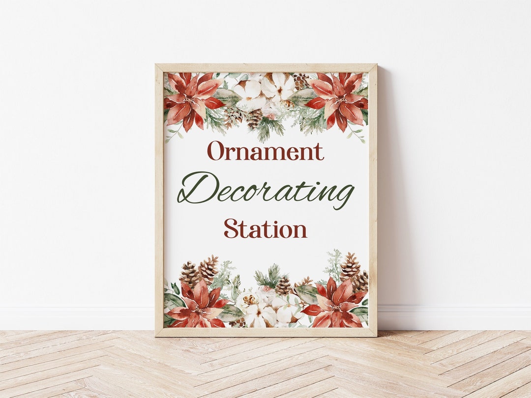 Ornament Decorating Station Sign, Christmas Party Decorations, Bridal ...