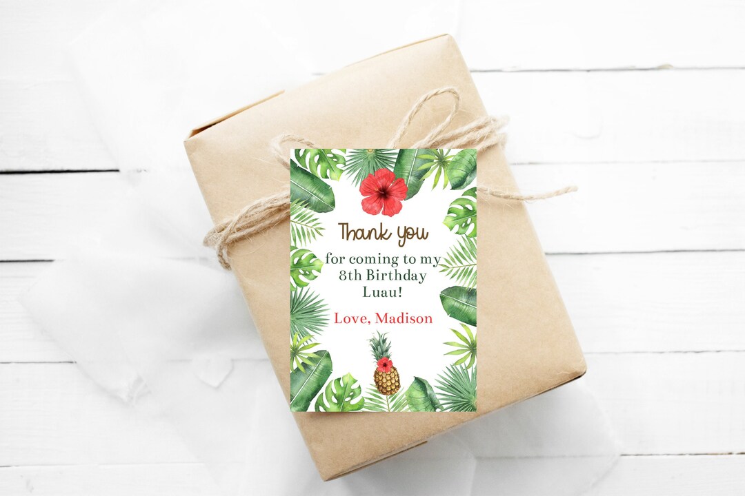 Editable Luau Favor Tag, Printable Thank You Tag, Luau Birthday Party ...