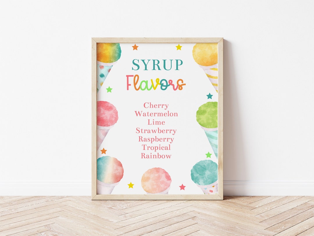 Editable Frozen Ice Birthday Syrup Flavors Sign Template, Printable ...