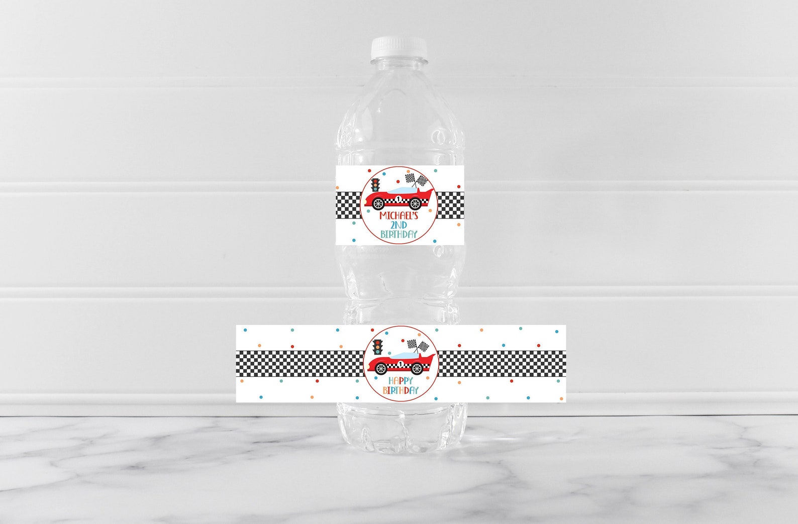Editable Retro Race Car Party Water Bottle Wrapper Template - Etsy
