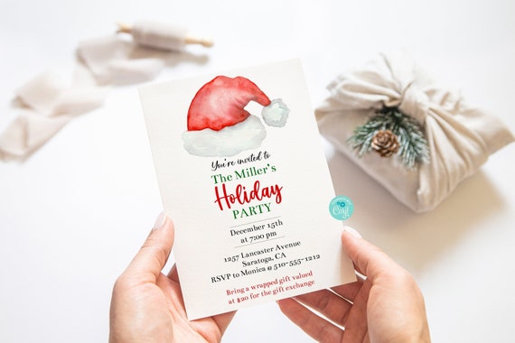 Editable Holiday Party Invitation Template Santa Hat Christmas - Etsy