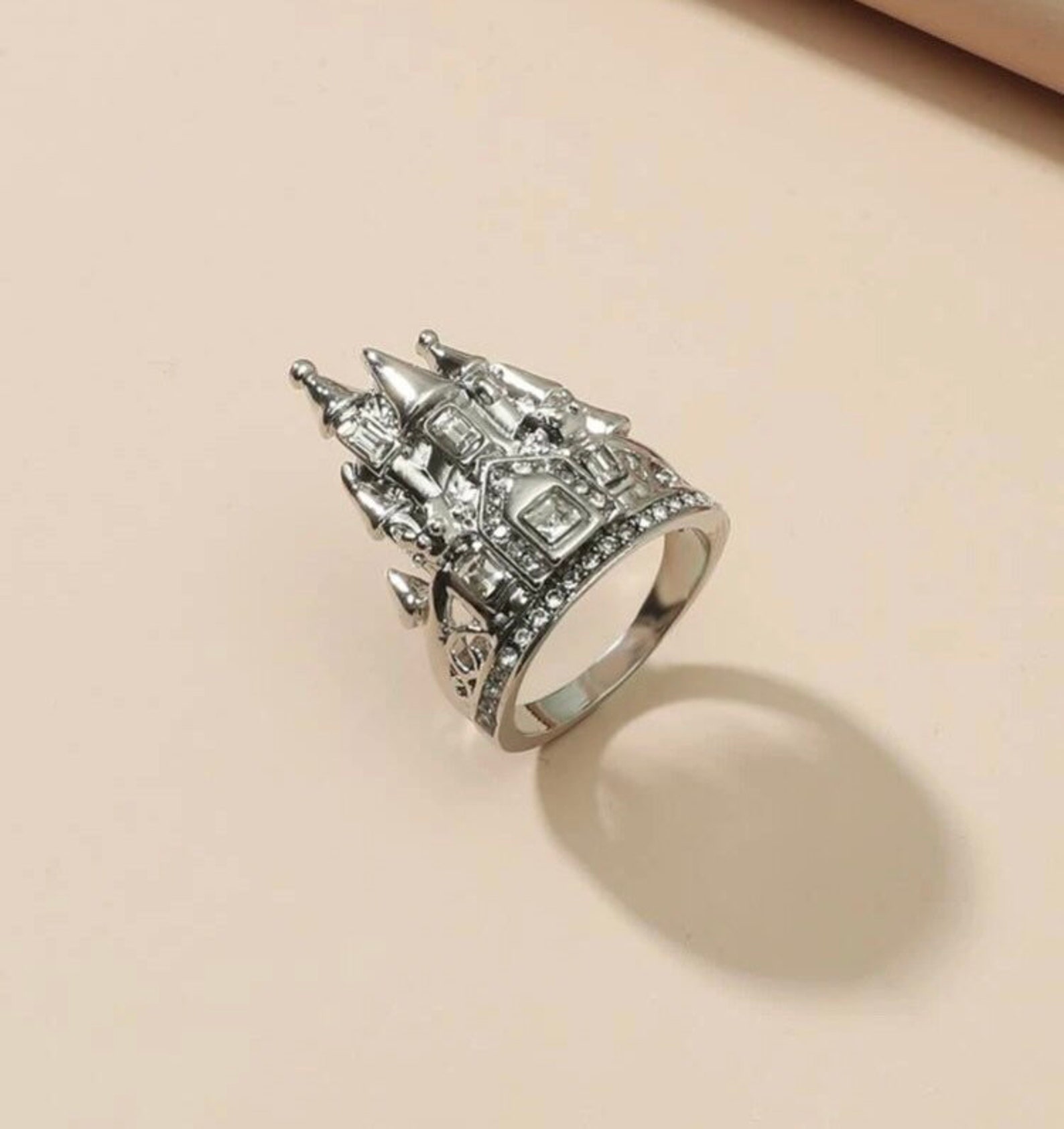 Silver Castle Stackable Unique Statement Ring | Etsy