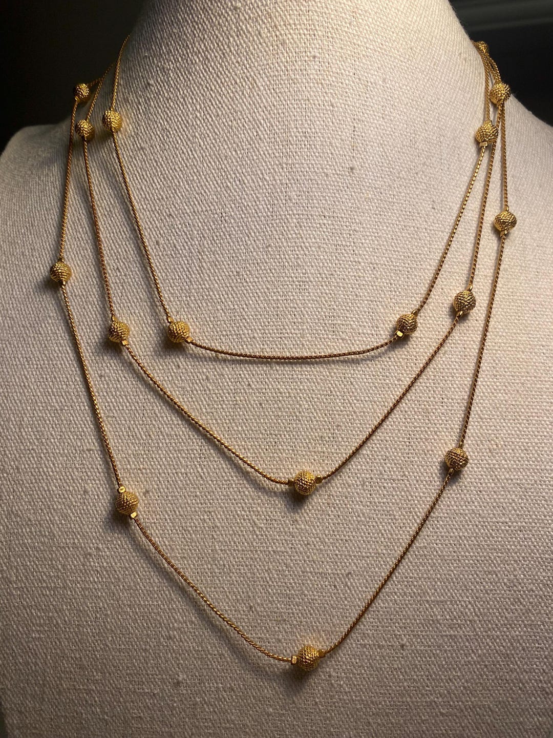 Joan Rivers Vintage Jewelry Gold Tone Station Ball Necklace Long - Etsy