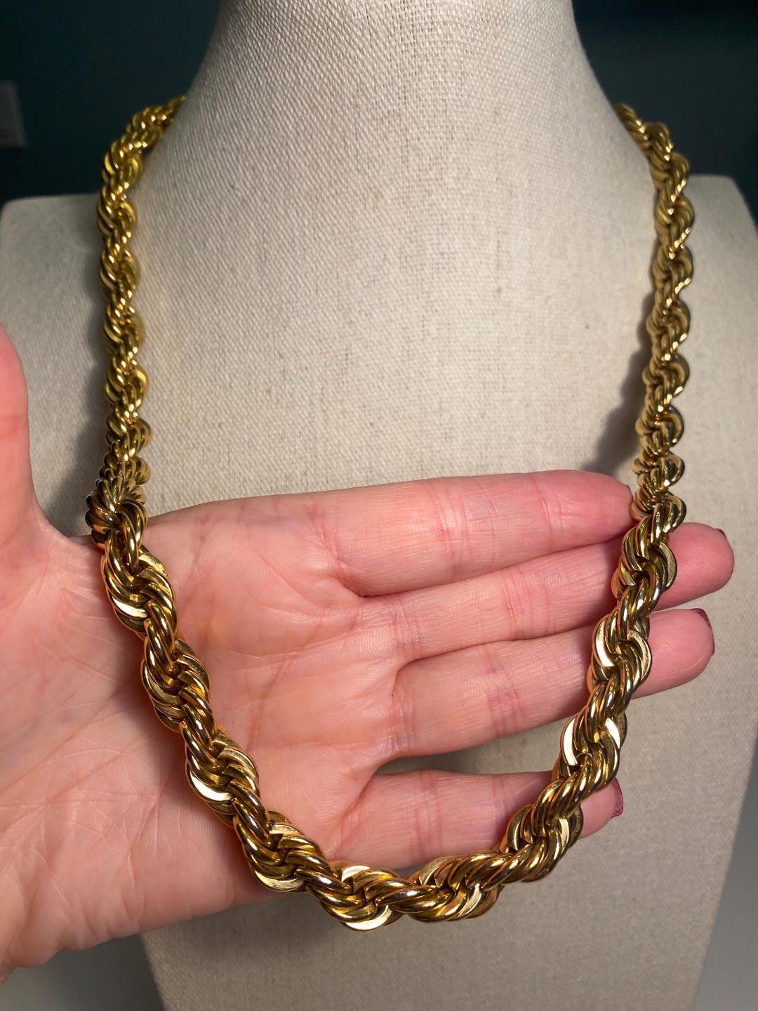 Napier Vintage Jewelry Necklace Gold Plated Chunky Heavy Rope Chain - Etsy