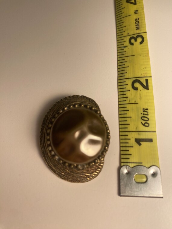 Large Vintage Jewelry Clip on Button Hammered Bronze … - Gem