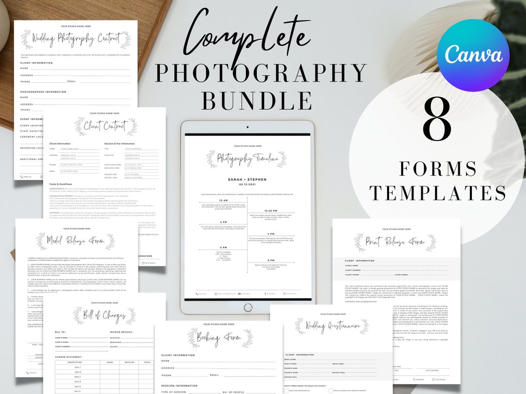 Wedding Photography Business Bundle 8 TEMPLATES 2 SIZES Wedding ...