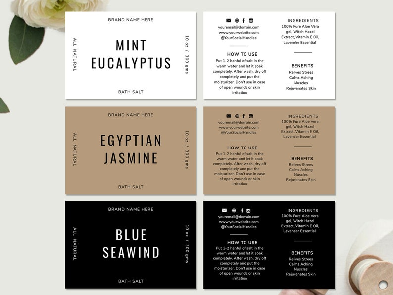 Nyra Bath Salt Label Template Editable Printable DIY Custom | Etsy