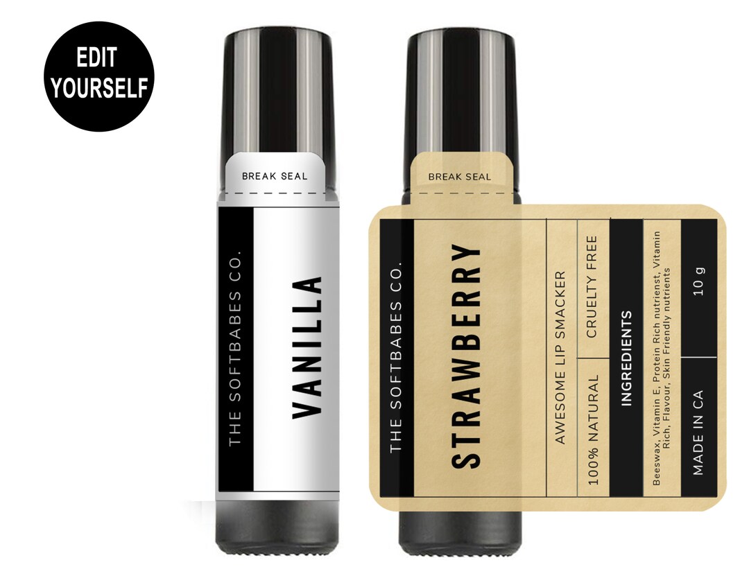 Lip Balm Label Template Canva Custom Lip Balm Labels Editable Lip Balm ...