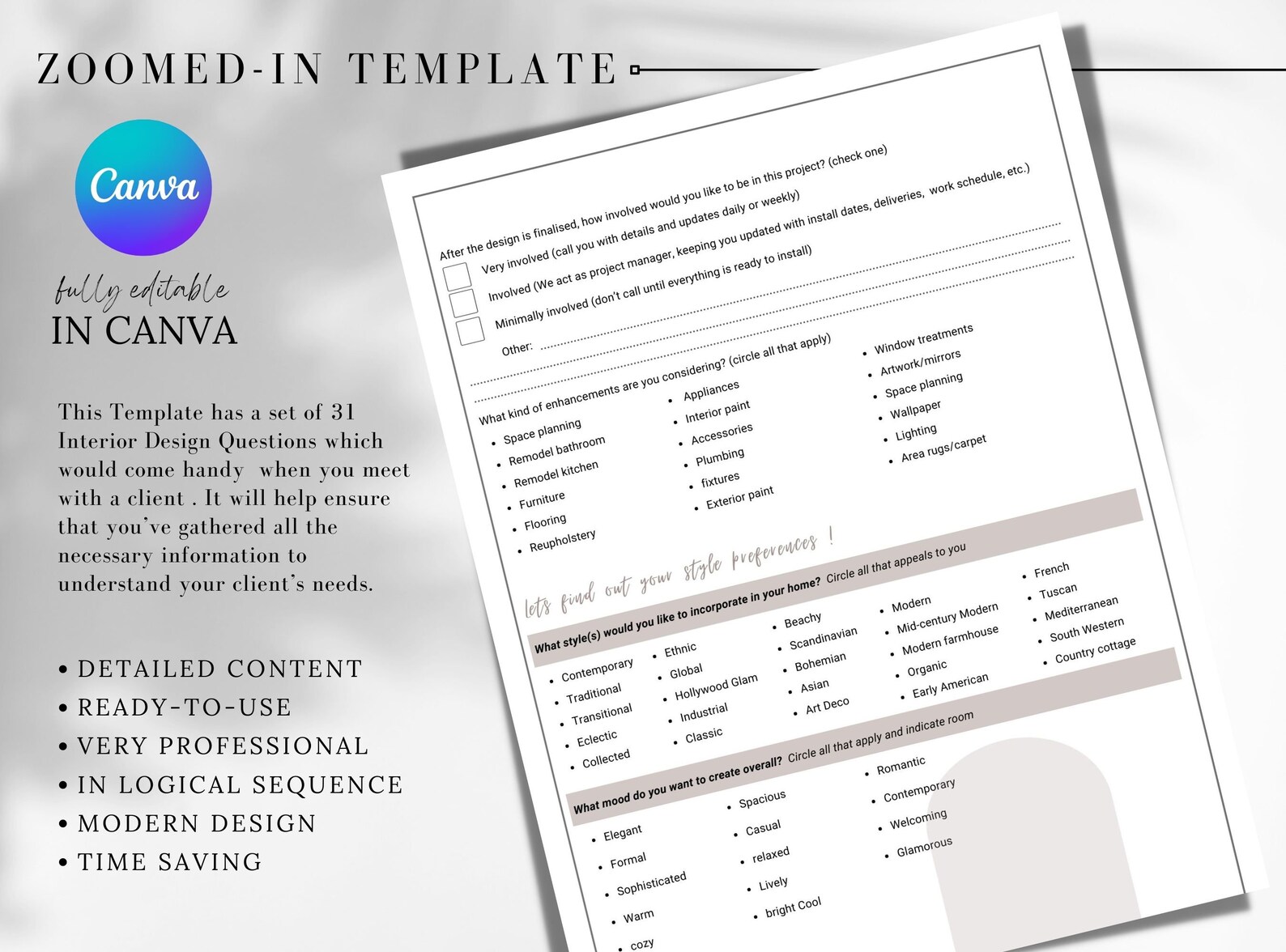 Client Questionnaire 7 PAGES Canva Template Interior - Etsy