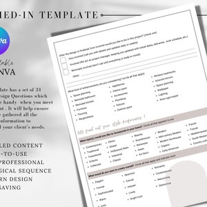 Client Questionnaire 7 PAGES Canva Template Interior - Etsy