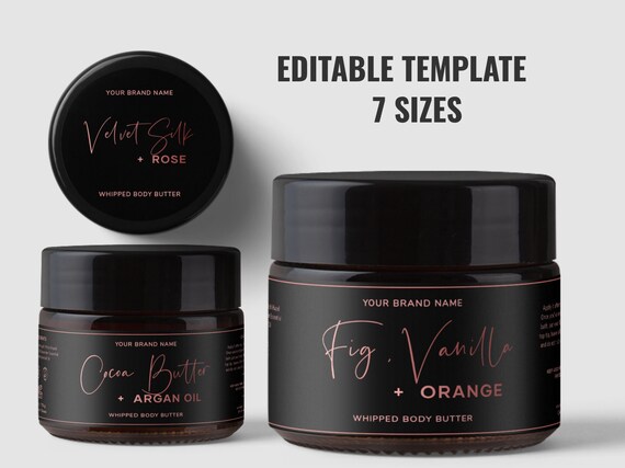Jar Label Template 7 SIZES Luxury Label Body Product - Etsy