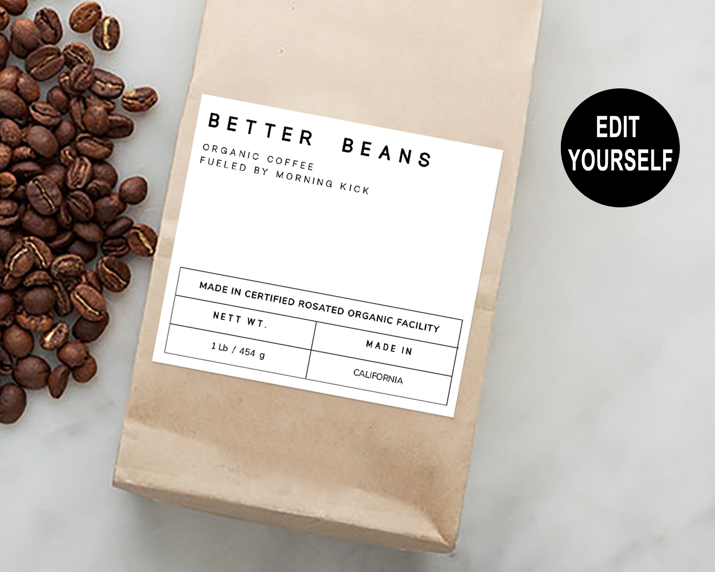 Ingrid Editable Coffee Label Template Coffee Sticker Coffee Etsy 