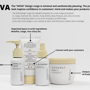NOVA Bottle Label Template 3 Sizes Body Product Label Pump Bottle Label ...