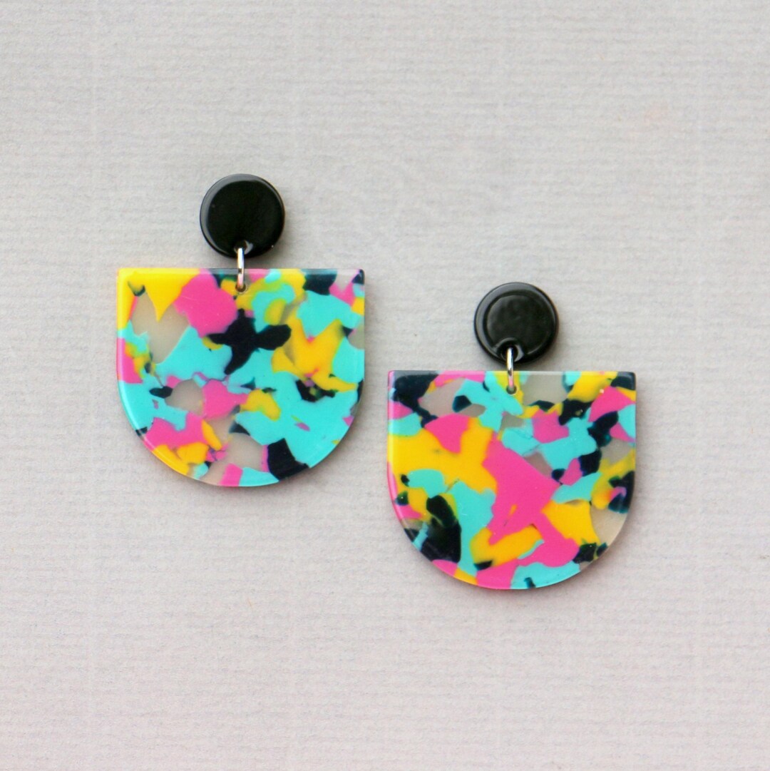Vibrant and Funky Color Mixing Statement Earrings - Etsy