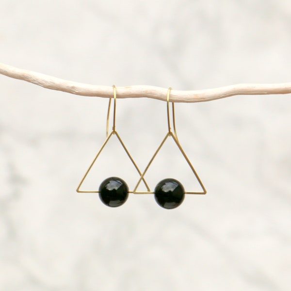 Triangle Onyx Earrings - Etsy