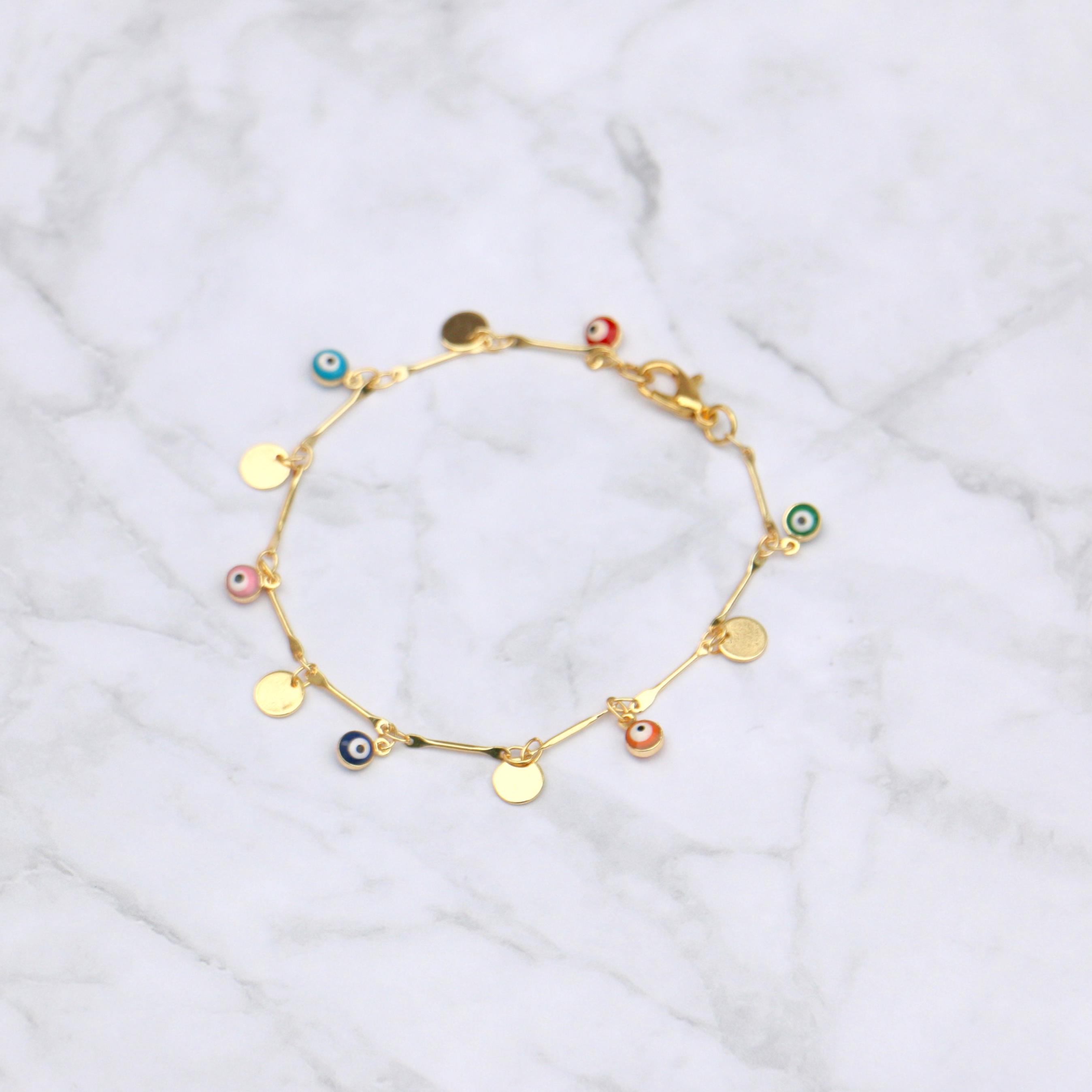 Delicate Charm Bracelet for Women Gold Evil Eye - Etsy