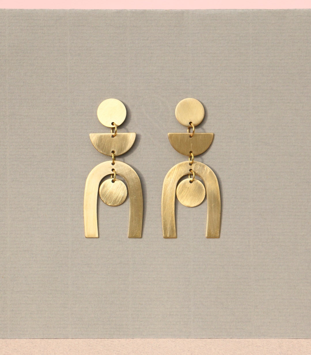 Abstract Geometric Statement Brass Earrings - Etsy