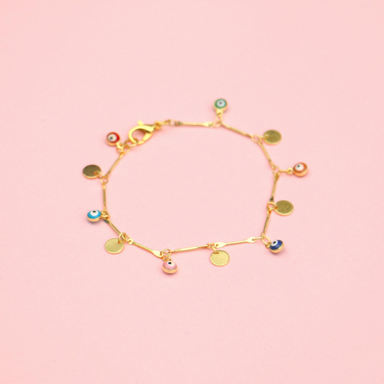 Delicate Charm Bracelet for Women Gold Evil Eye - Etsy