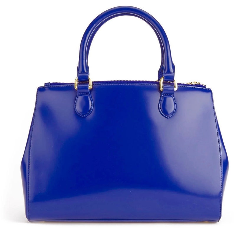 Lulu Guinness Blue Patent Leather Bag Great Condition - Etsy