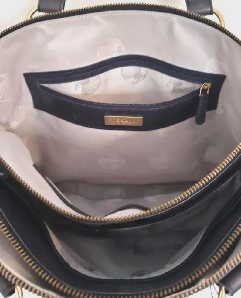 Modalu Pippa Large Purplish Black Brown Leather Satchel Bag - Great ...