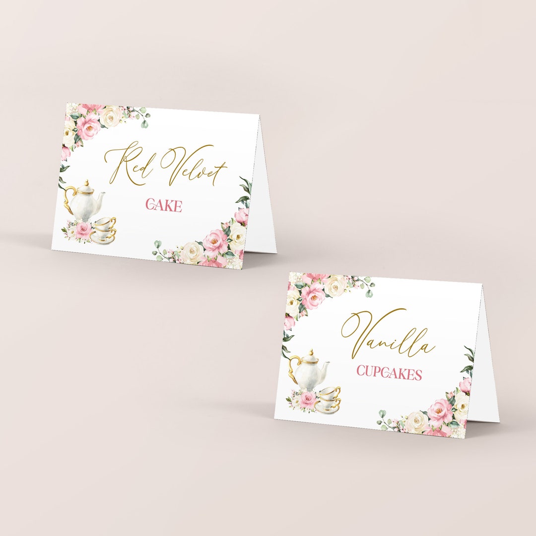 Blush Tea Party Food Labels Printable Template - Dusty Rose Pink Floral ...