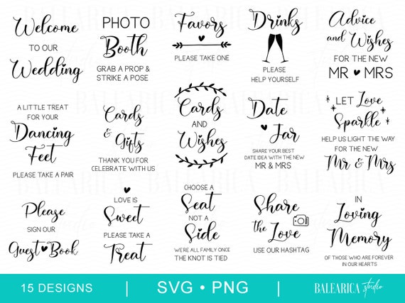 Wedding Sign SVG Bundle - Wedding Welcome Sign Png, Wedding Hashtag ...