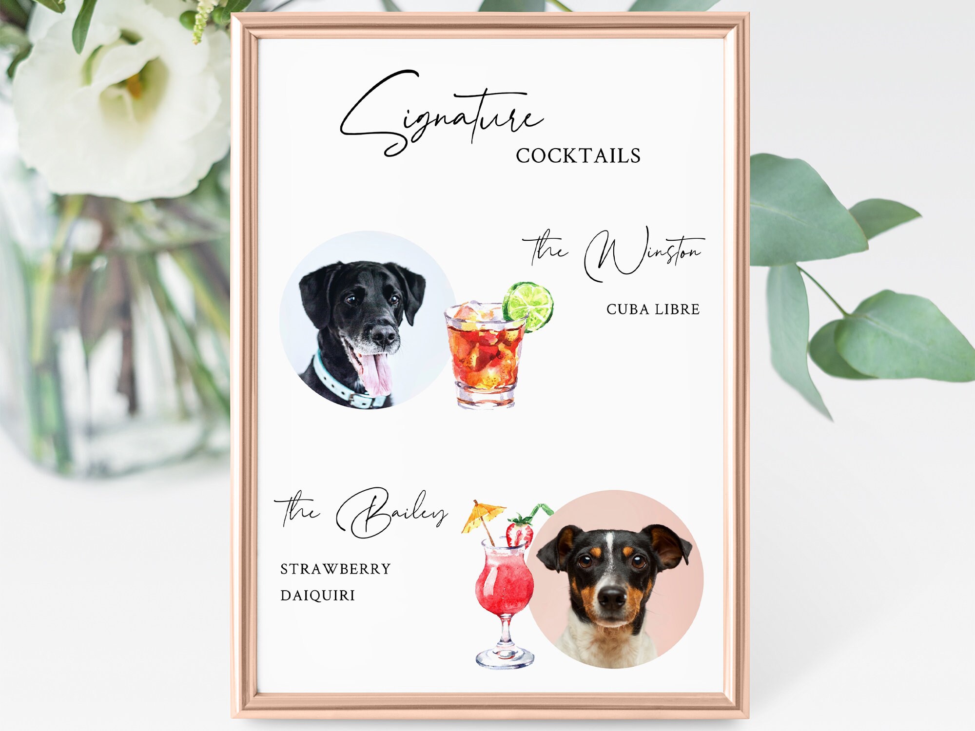 Minimalist Wedding Bar Sign Editable Template Pet Signature Cocktail ...