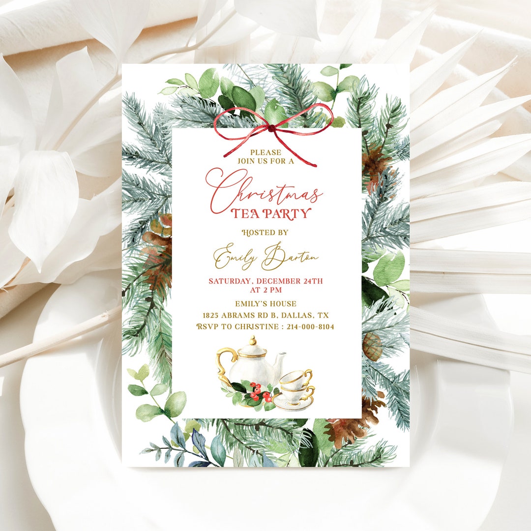 Editable Christmas Tea Party Invitation Template - Women Church High ...