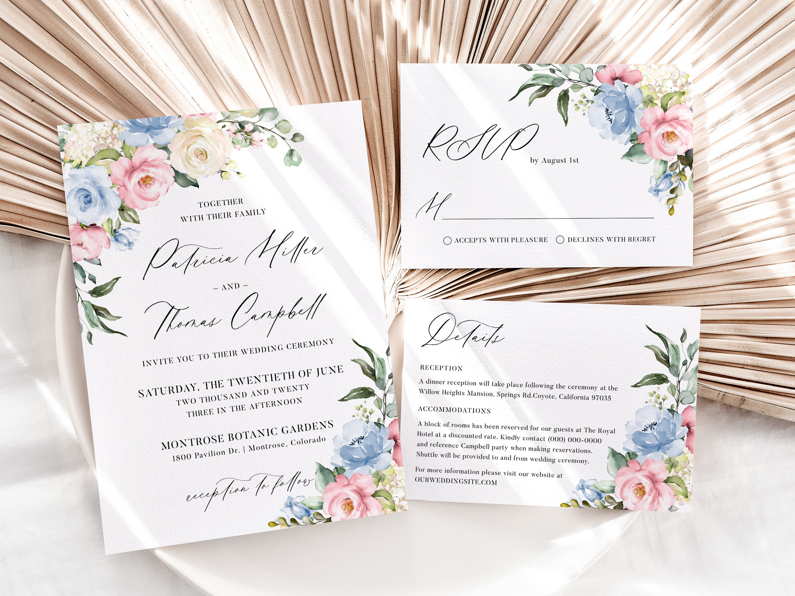 Invitations & Announcements Corner Floral Wedding Template Collection ...