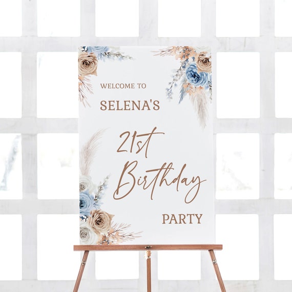 Boho Chic 21st Birthday Welcome Sign Template - Bohemian Party ...